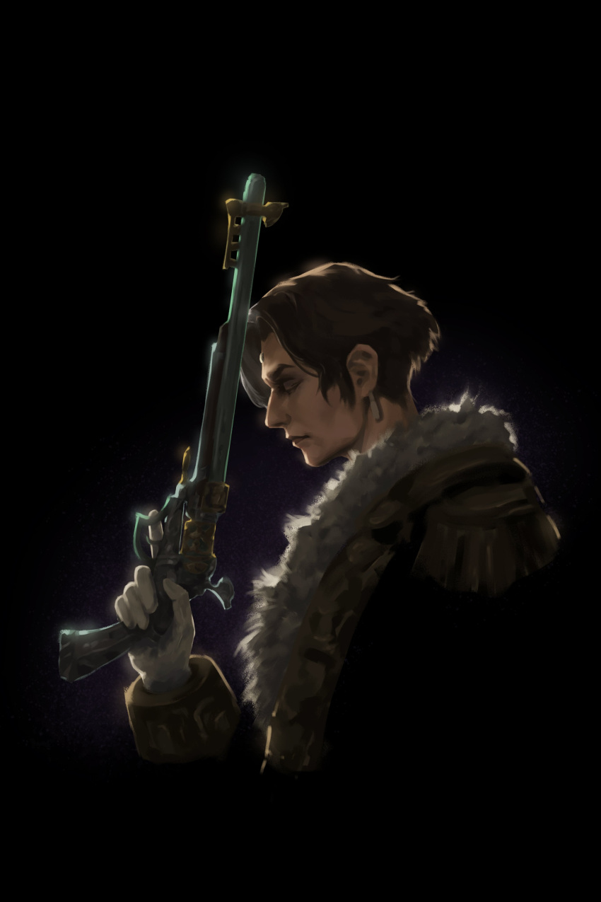 Safebooru - 1boy absurdres brown hair closed mouth coat earrings emet ...