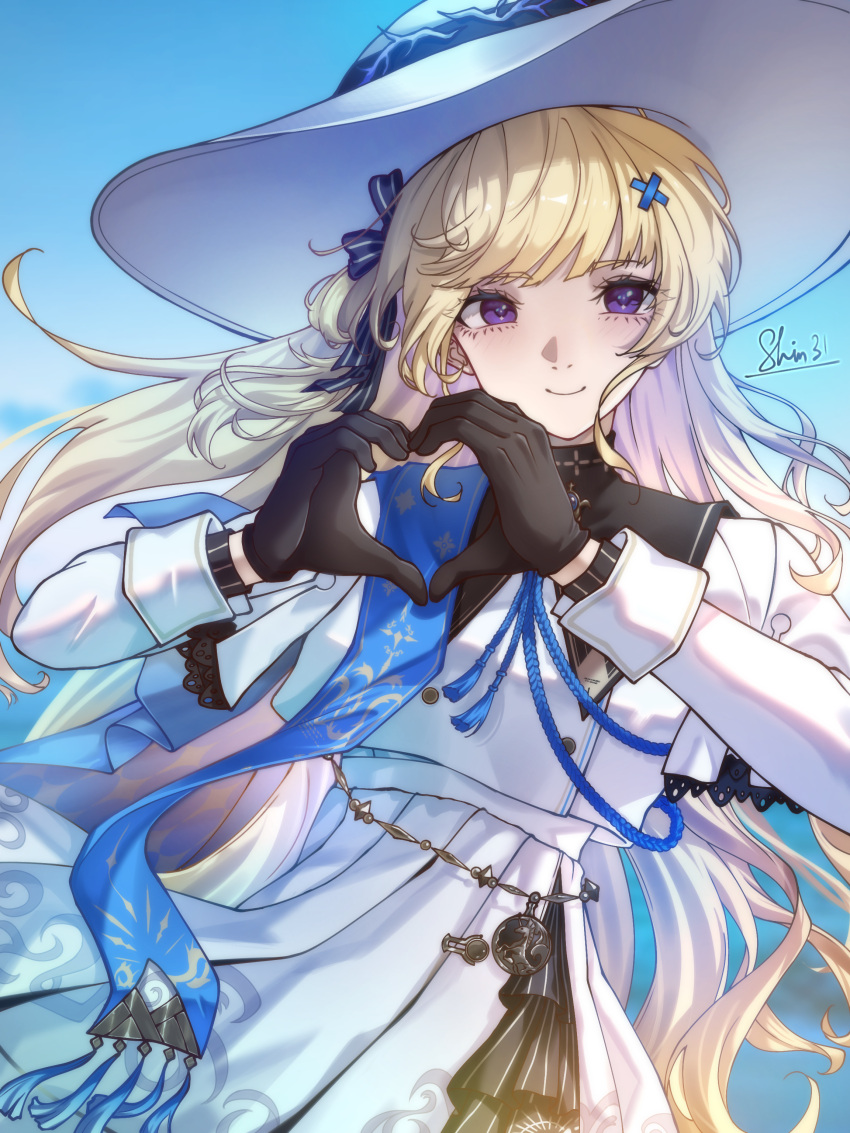 Safebooru - 1girl absurdres black bow black collar blonde hair blue sash bow closed mouth collar ...