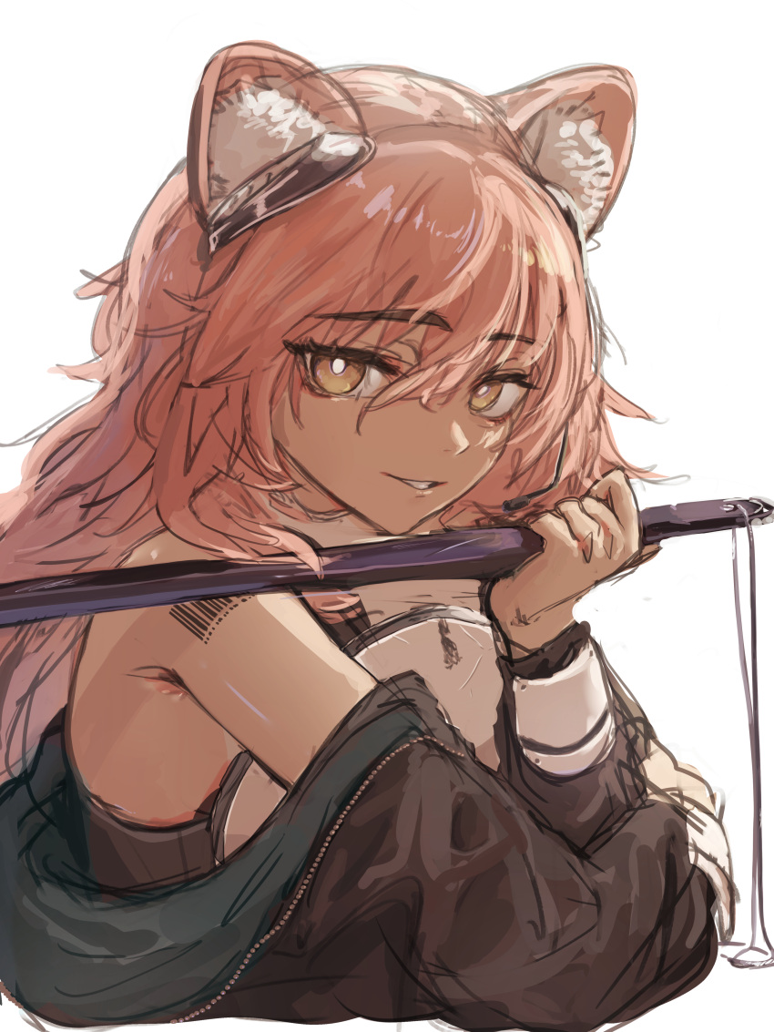 Safebooru - 1girl absurdres animal ear fluff animal ears arknights barcode barcode tattoo bare ...