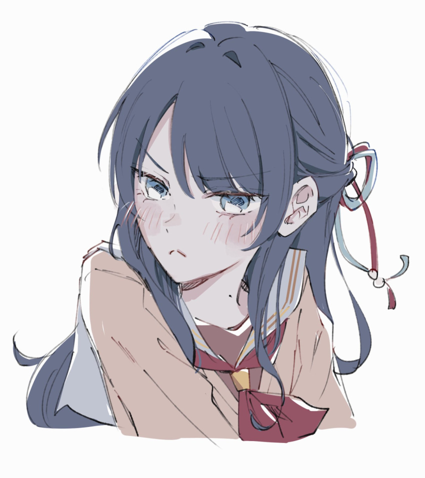 Safebooru - 1girl angry blue eyes blue hair blue ribbon blush brown dress commentary dress ...