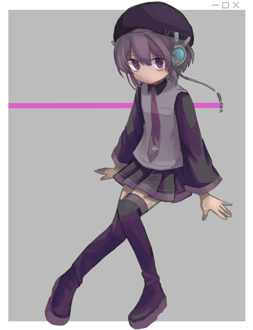 Safebooru - 1girl beret black hat black skirt black sleeves boots closed mouth collared shirt ...