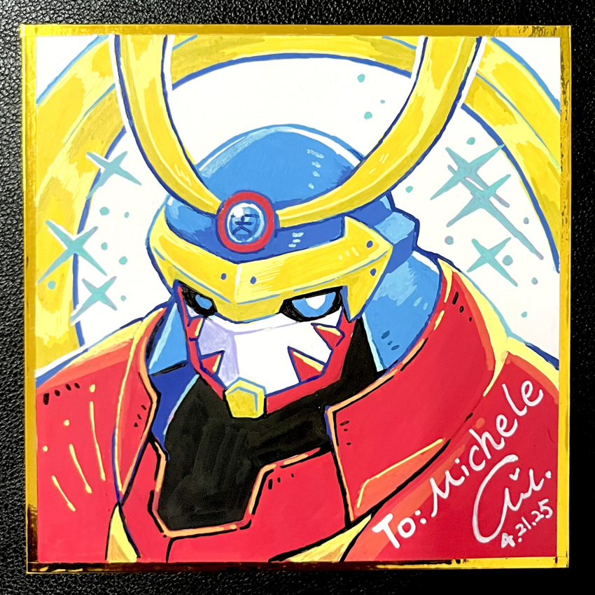 Safebooru - 1boy armor aurola030 blue eyes blue helmet close-up dated ...