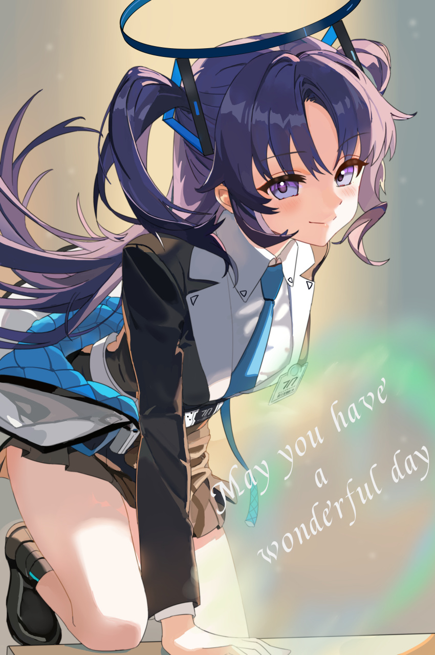 Safebooru - 1girl absurdres badge black shirt blue archive blue necktie blush commentary halo ...