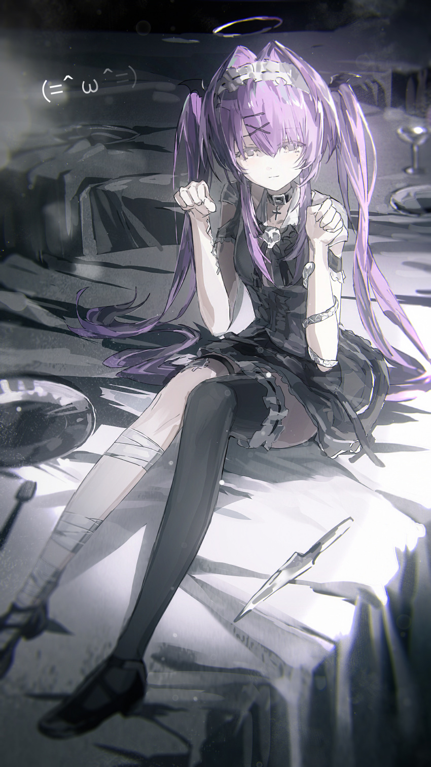 Safebooru - 1girl absurdres bandaged leg bandages black dress black shoes black thighhighs ...