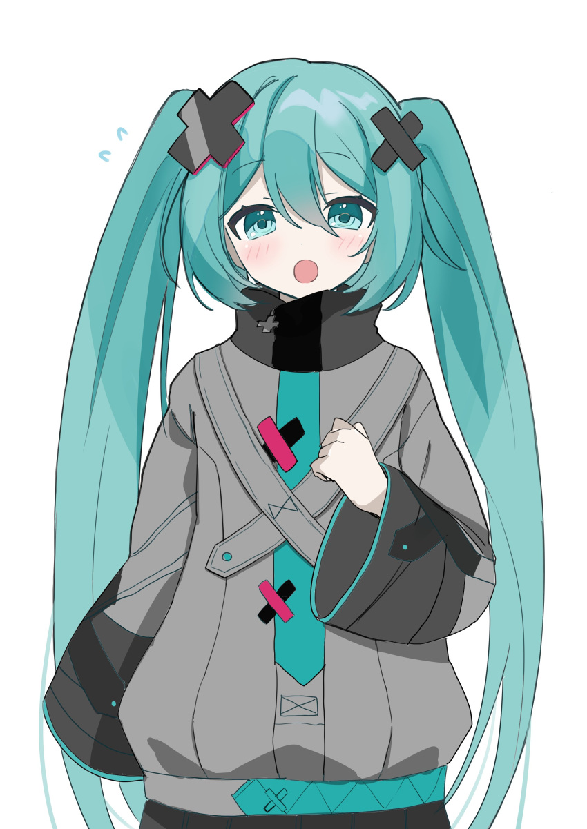 Safebooru - 1girl absurdres aqua eyes aqua hair coat grey coat hatsune ...