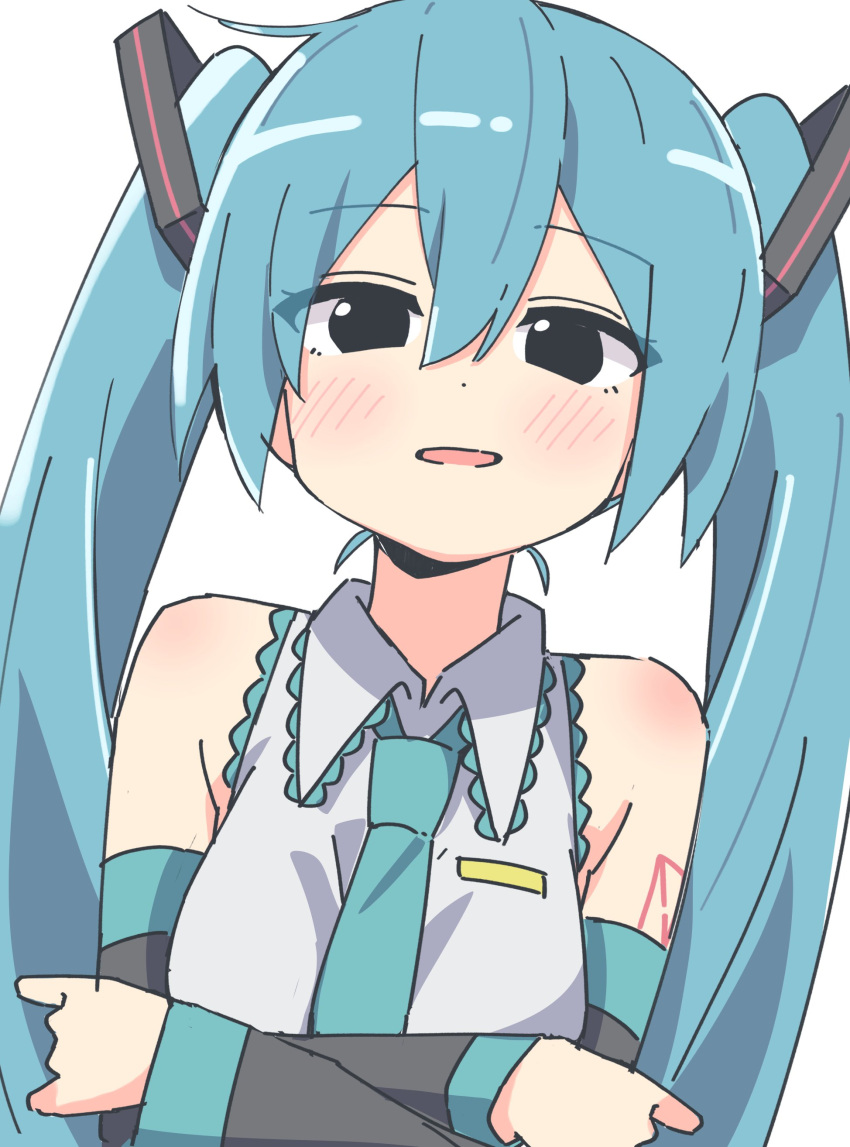 Safebooru - 1girl absurdres aqua eyes auhuheben17 bare shoulders black eyes black sleeves ...