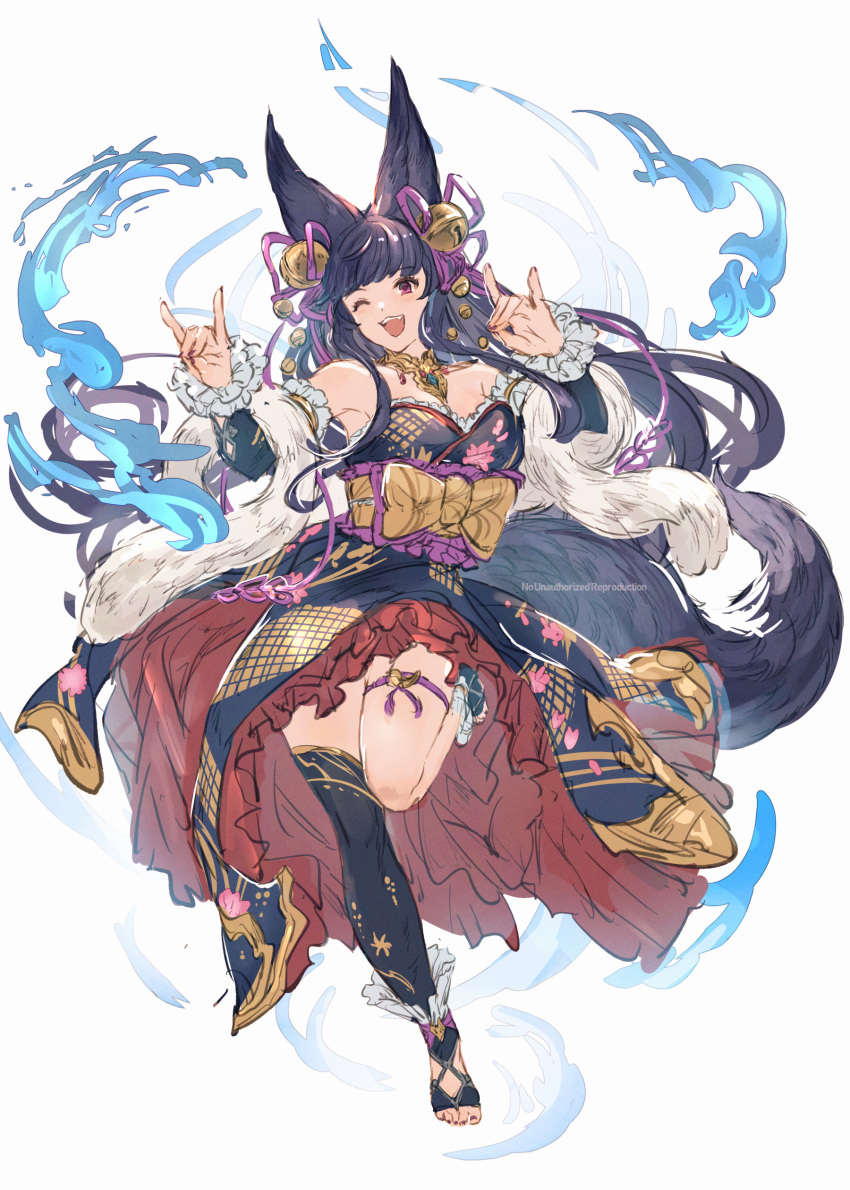 Safebooru - 1girl absurdres animal ears bare shoulders bell black hair double fox shadow puppet ...