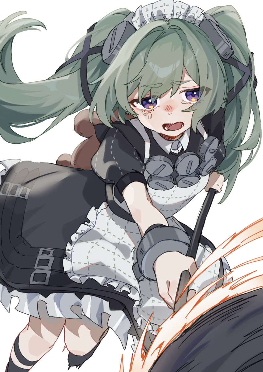 Safebooru - 1girl animal bag apron bear bag black dress black shoes chawarabi circular saw ...