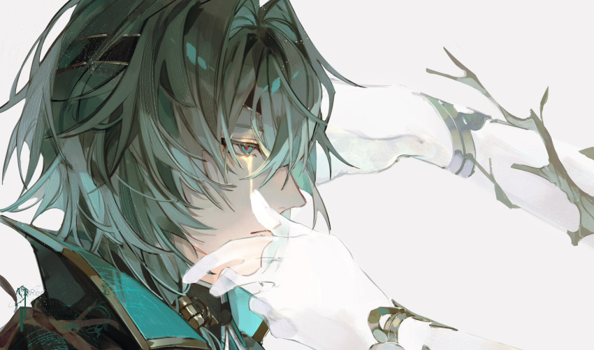 Safebooru - 1boy anaxa (honkai: star rail) bai zhong black jacket blue eyes close-up closed ...