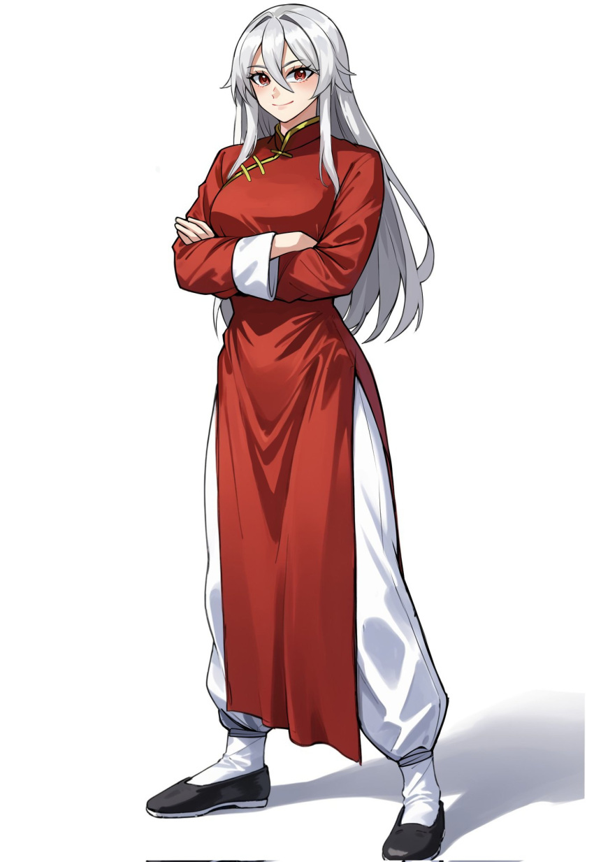 Safebooru - 1girl changpao china dress chinese clothes crossed arms ...