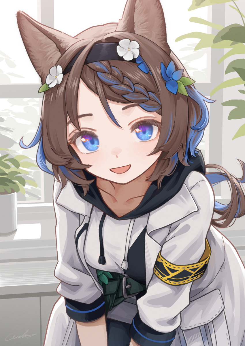 Safebooru - 1girl absurdres animal ears arknights aroma (arknights) black hairband blue eyes ...