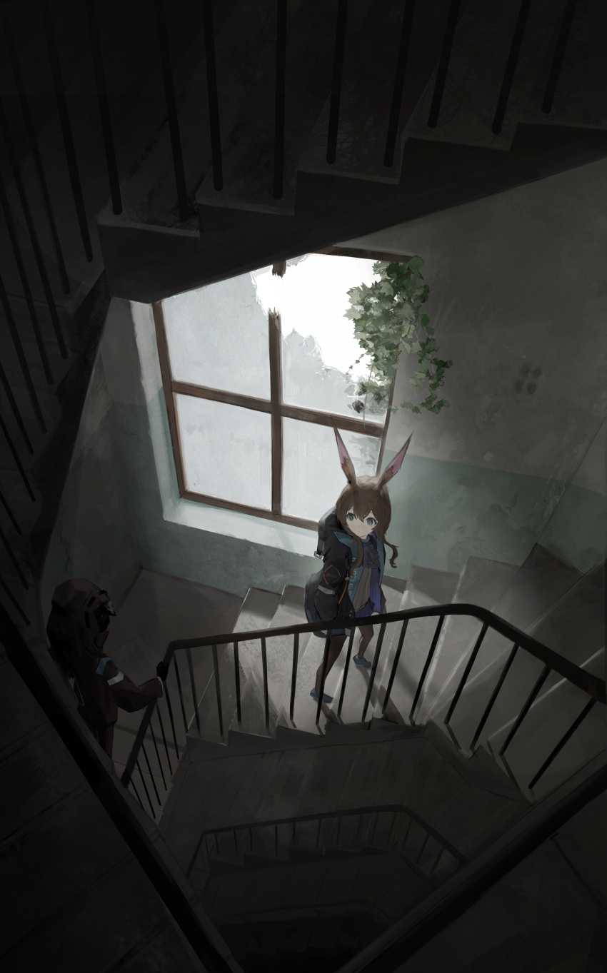 Safebooru - 1girl 1other absurdres amiya (arknights) animal ears arknights ascot black coat ...