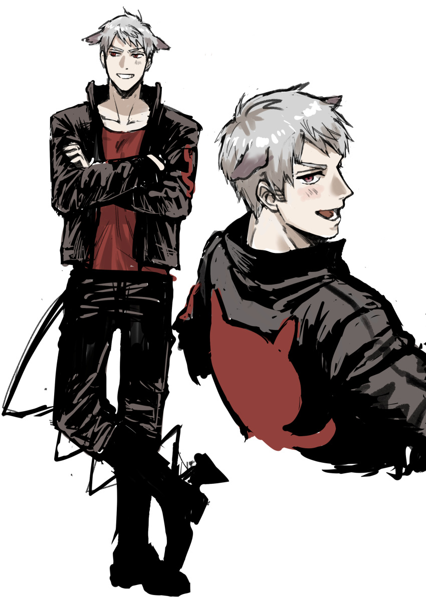 Safebooru - 1boy absurdres animal ears axis powers hetalia black boots black jacket black pants ...