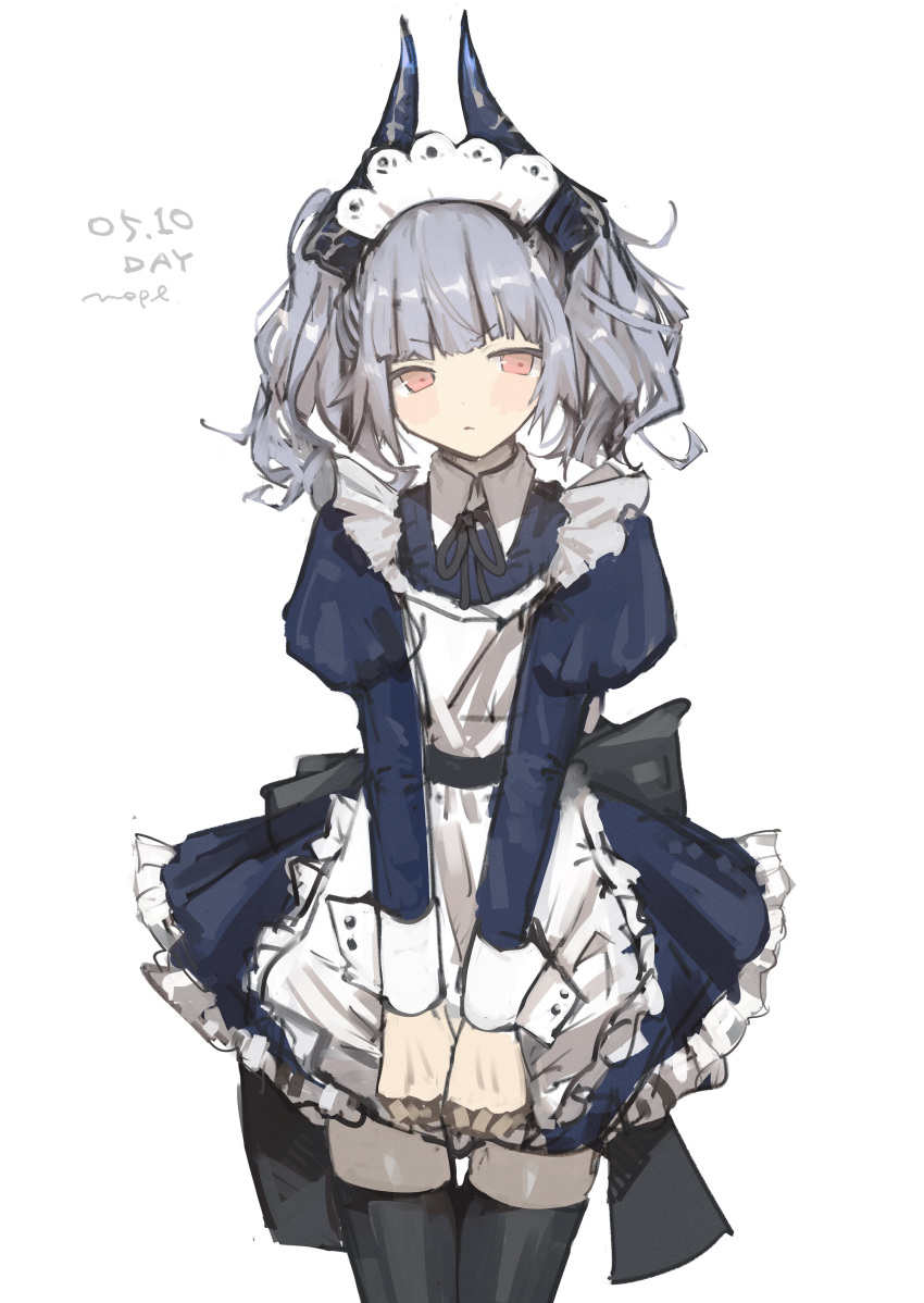 Safebooru - 1girl absurdres alternate costume apron arknights artist name back bow black ...