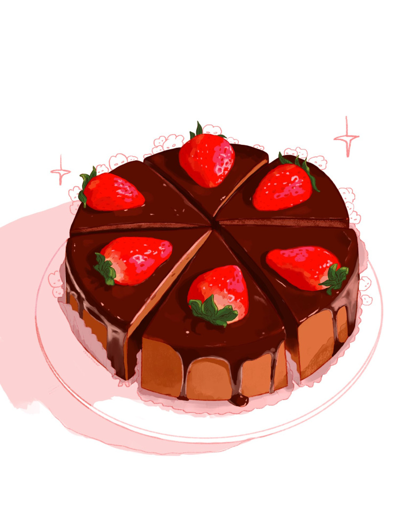 Safebooru - cake cake slice chocolate cake chocolate icing food food focus fruit highres icing ...