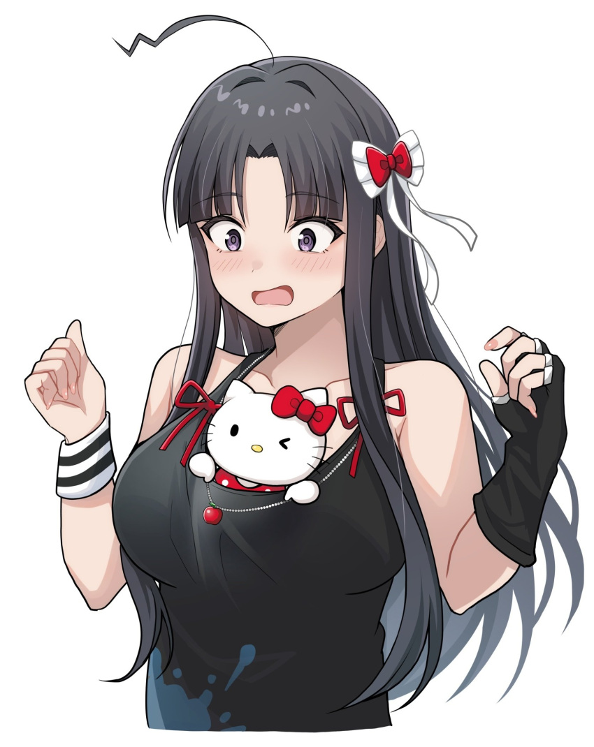 Safebooru - 1girl ahoge animal ears awa subaru black gloves black hair ...