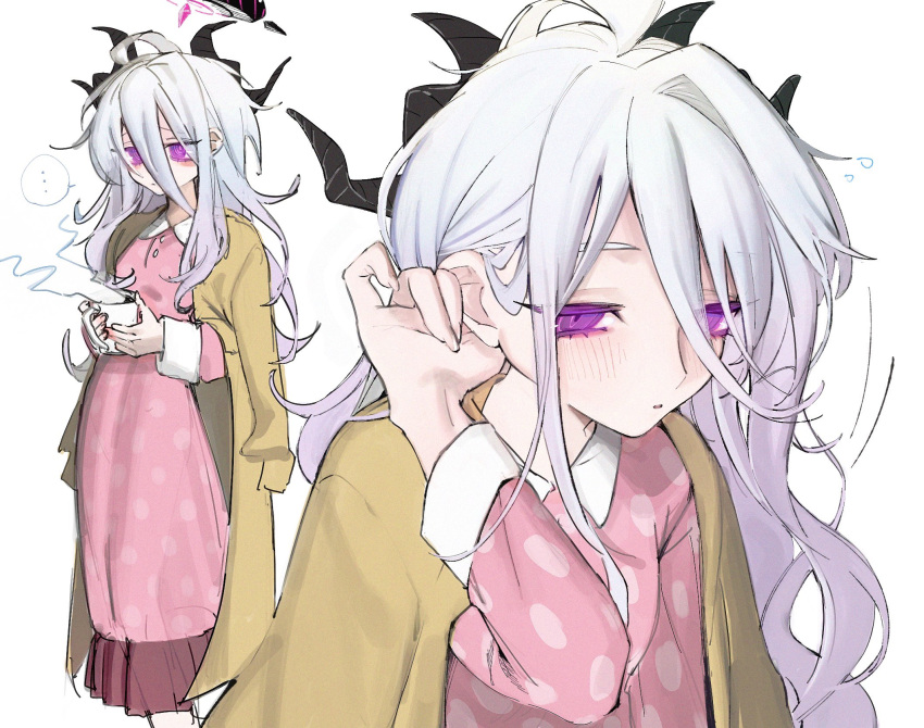 Safebooru - ... 1girl ahoge black horns blue archive blush coffee coffee mug commentary cup ...