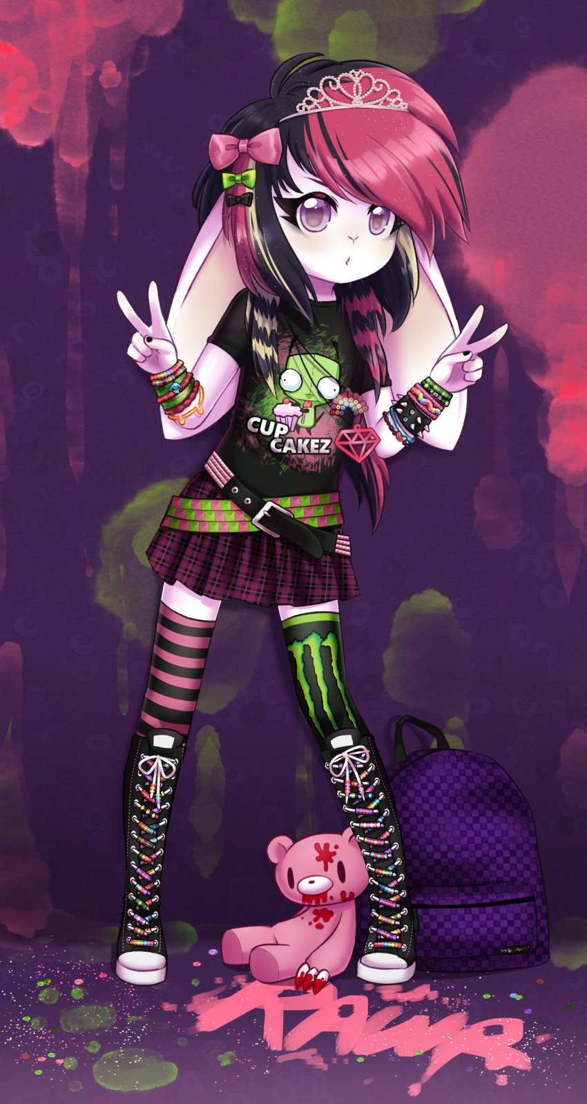 Safebooru - 1girl absurdres animal ears asymmetrical legwear backpack bag belt black hair boots ...