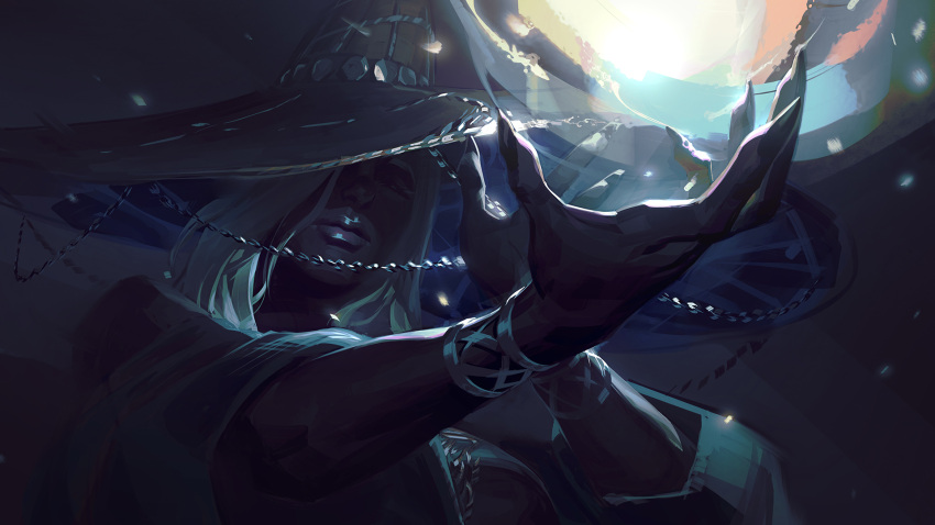 Safebooru - 1girl beads black background black nails black skin ...