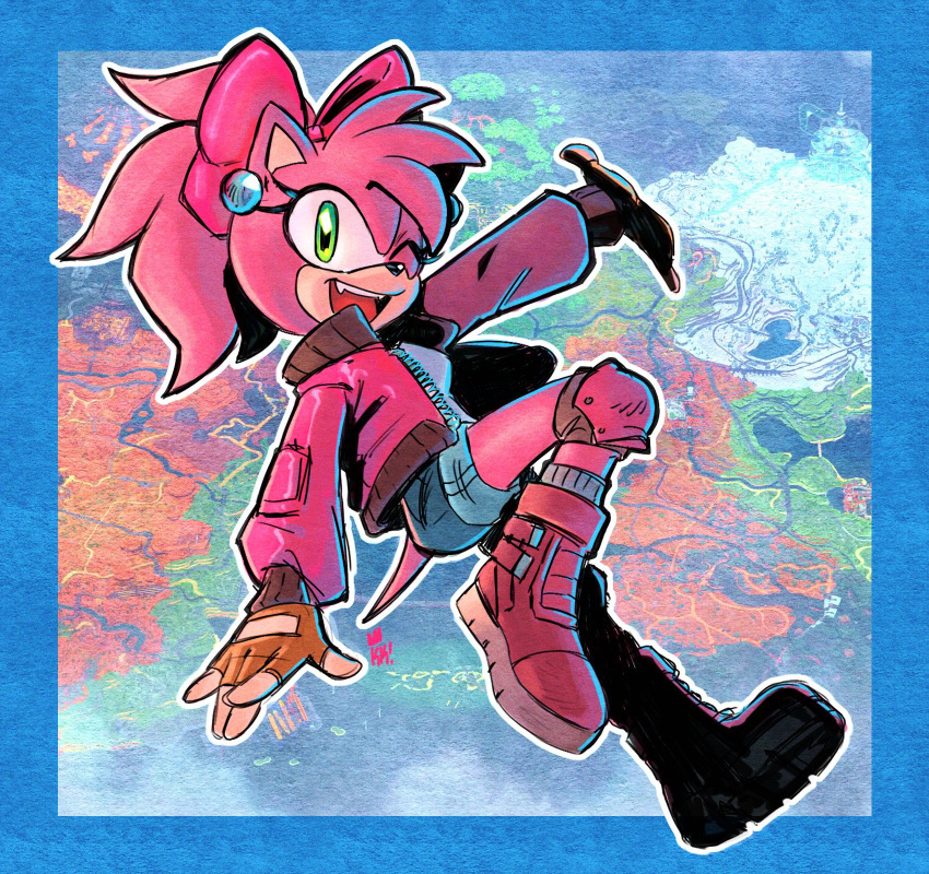 Safebooru - 1girl amy rose blue border boots border cosplay denim denim ...