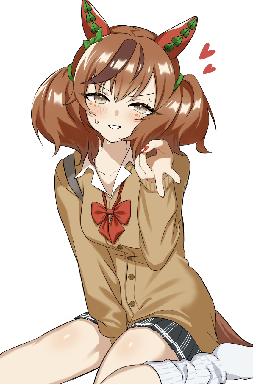 Safebooru - 1girl absurdres alternate costume animal ears between legs blush bow bowtie brown ...