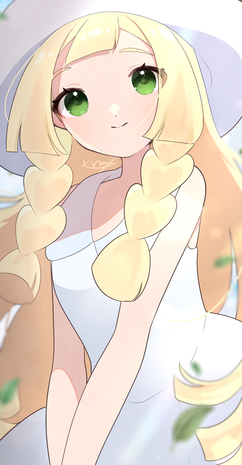 Safebooru - 1girl absurdres blonde hair closed mouth collared dress commentary dress falling ...