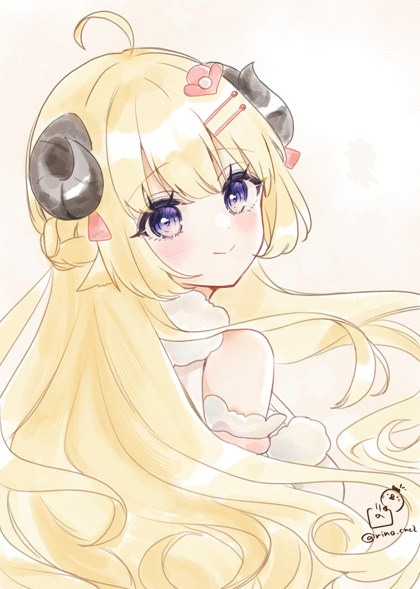 Safebooru - 1girl ahoge animal ears bare shoulders blonde hair blush braid breasts closed mouth ...