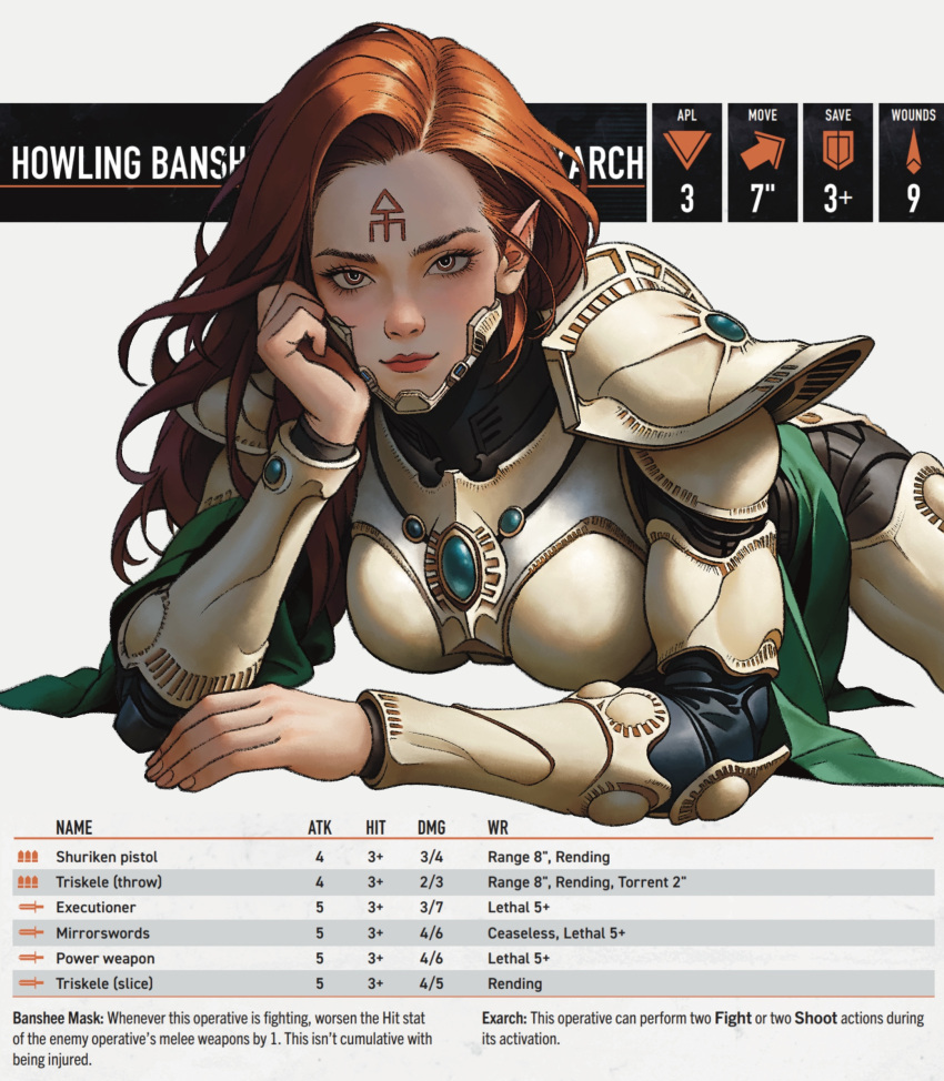 Safebooru - absurdres armor blush closed mouth eldar english text facial mark forehead mark ...