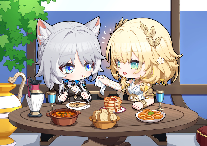 Safebooru - 2girls absurdres aglaea (honkai: star rail) animal ear ...