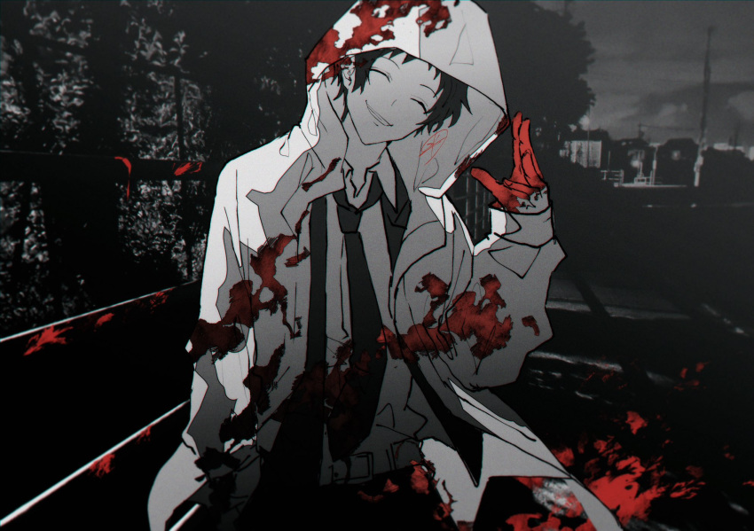 Safebooru - 1boy adachi tooru black hair blood blood on clothes blood ...