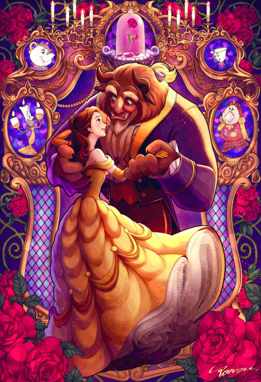 Safebooru - 2girls 4boys beast (disney) beauty and the beast (disney ...