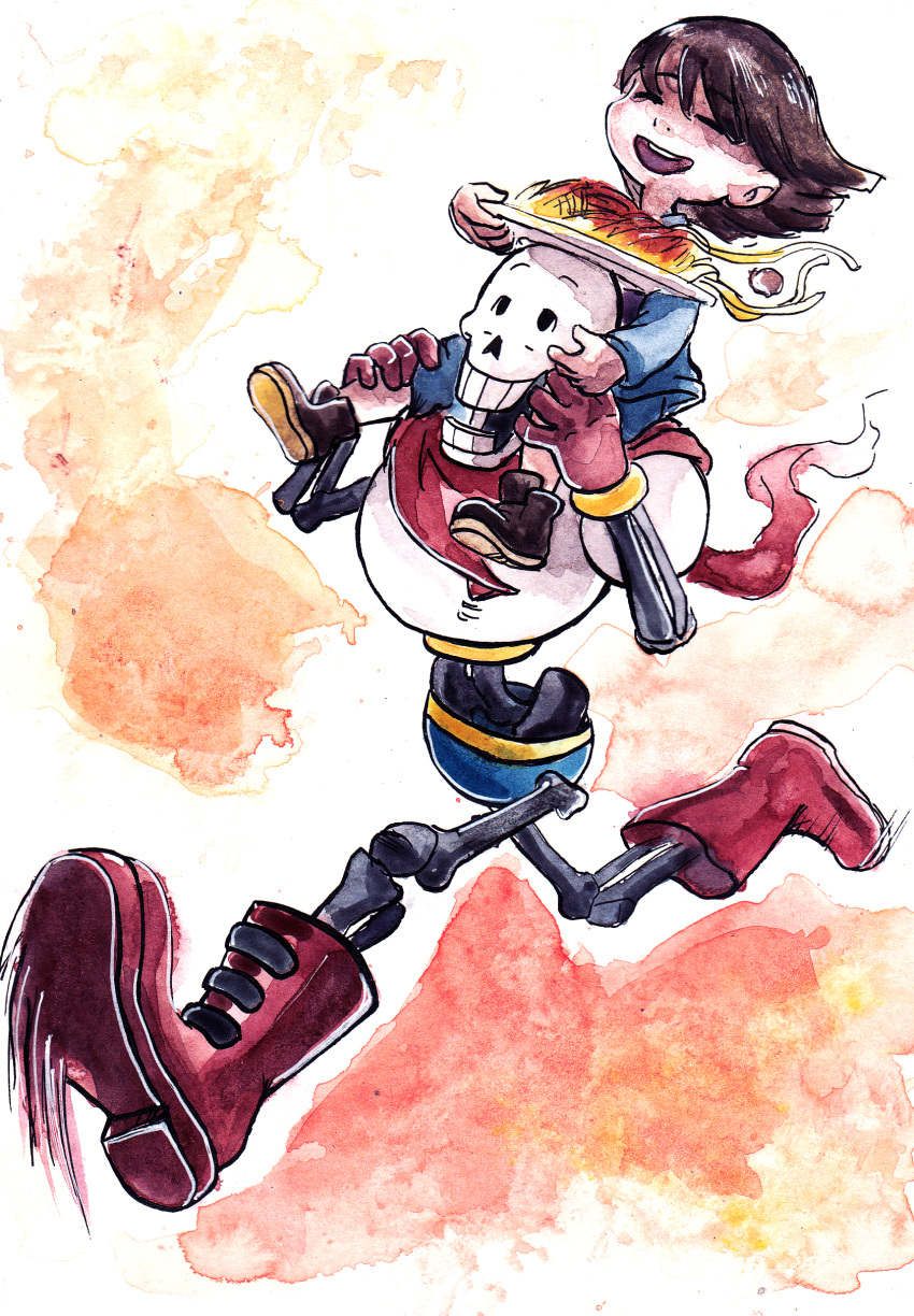 Safebooru - 1boy 1other 2016 2d ambiguous gender armor blue shirt blue ...