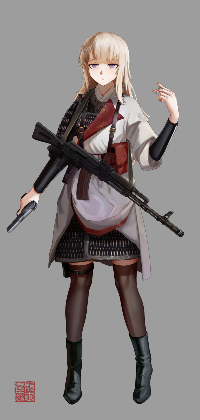 Safebooru - 1girl absurdres ak-74m ak74m (girls' frontline) alternate costume assault rifle ...