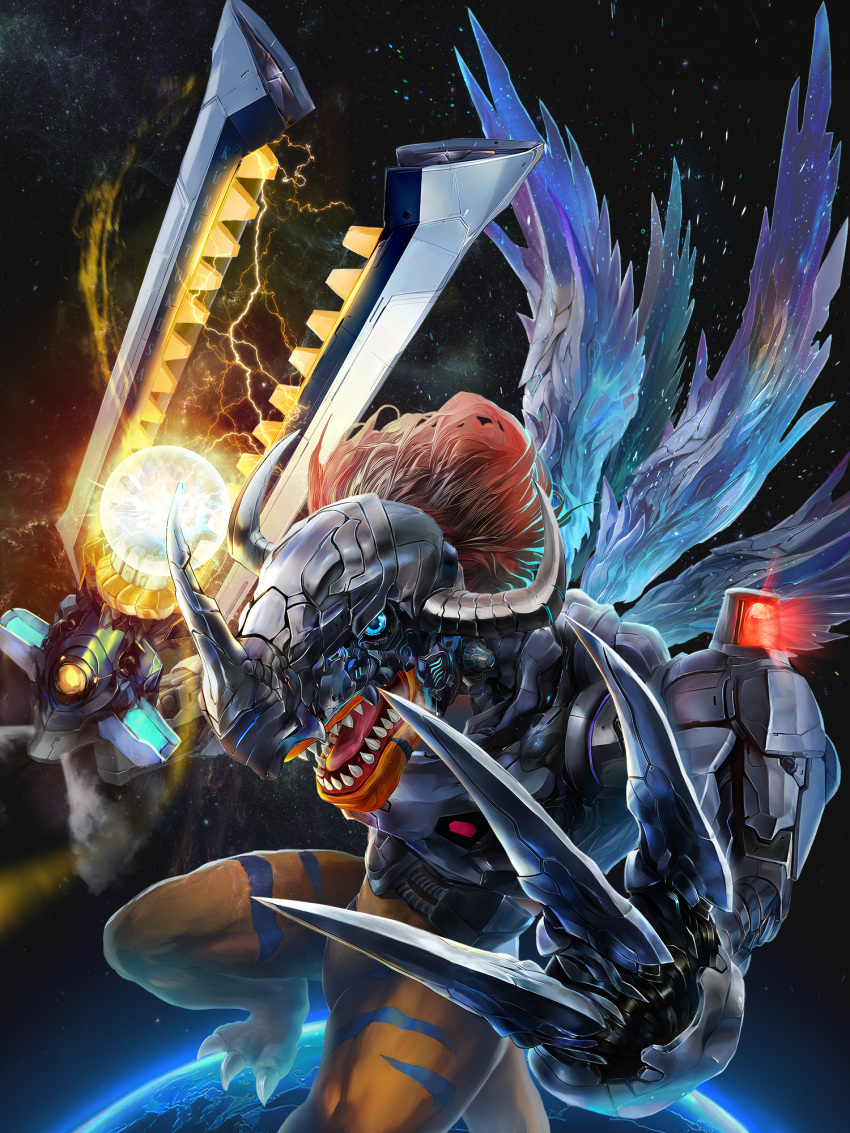 Safebooru - arm blade arm cannon blue eyes cyborg digimon digimon ...