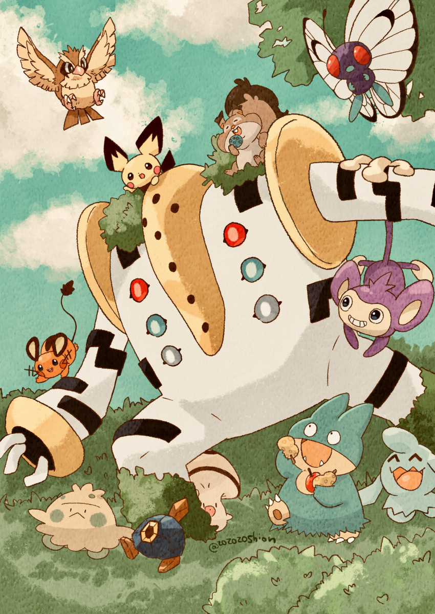 Safebooru - absurdres aipom animal focus apple berry berry (pokemon ...