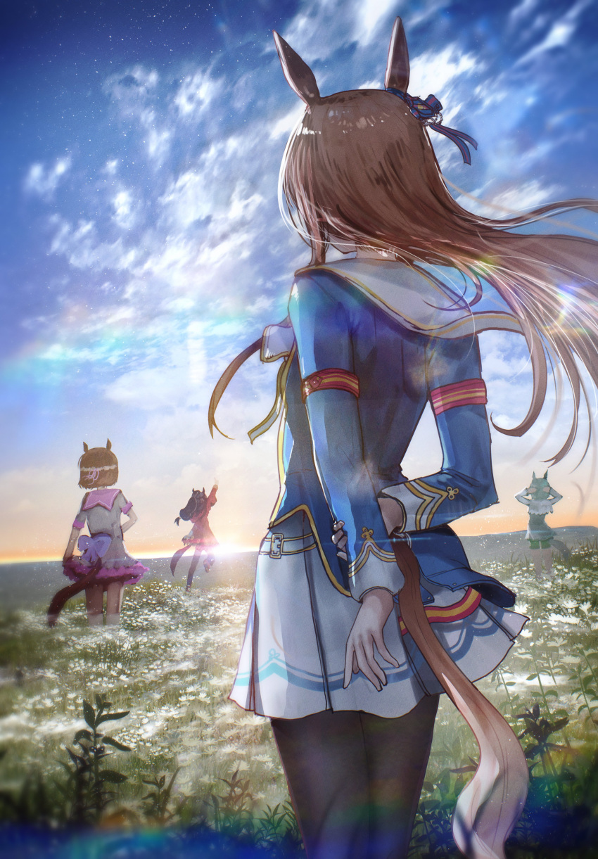 Safebooru - 4girls absurdres advarcher animal ears armband arms behind back black pantyhose blue ...