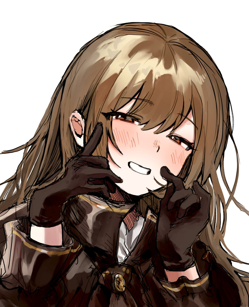 Safebooru - 1girl anoon133 blush brown dress brown eyes brown gloves brown hair catherine ...