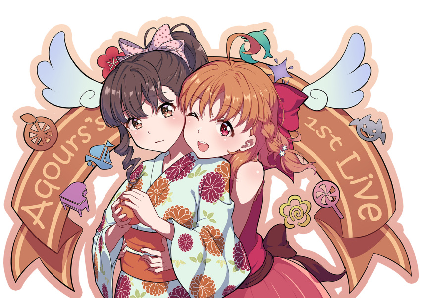 Safebooru 2girls 3 D Ahoge Bangs Bow Braid Brown Eyes Brown Hair 3381