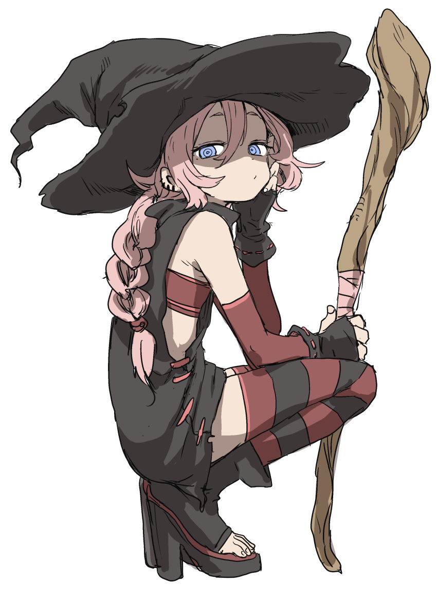 Safebooru 1girl Absurdres Bare Shoulders Black Gloves Blue Eyes Braid 4934