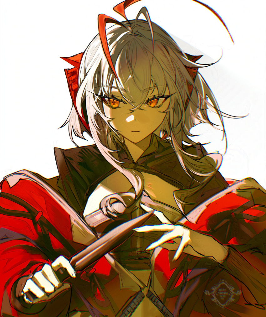 Safebooru - 1girl ahoge antenna hair arknights black tube top closed ...