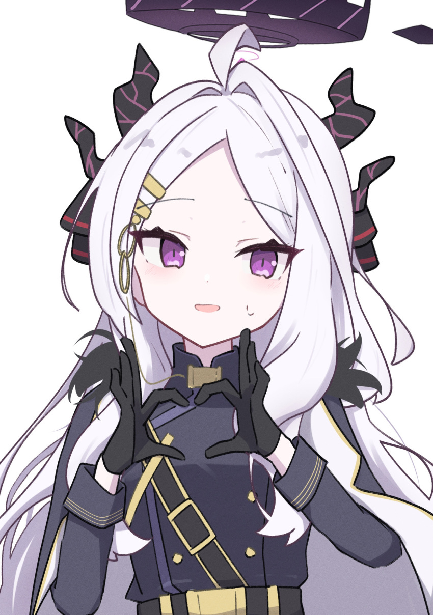 Safebooru - 1girl ahoge belt black belt black gloves black halo blue ...