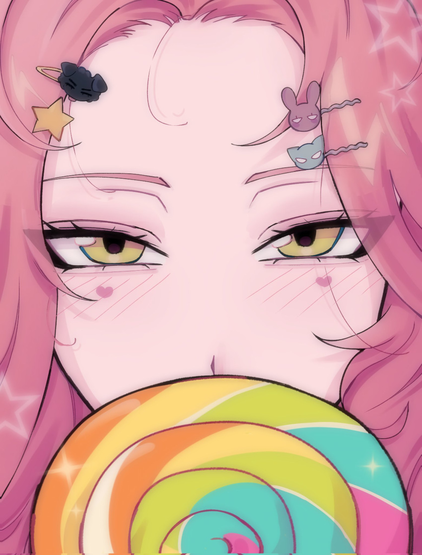 Safebooru - 1girl alien stage blush candy close-up commentary covered ...