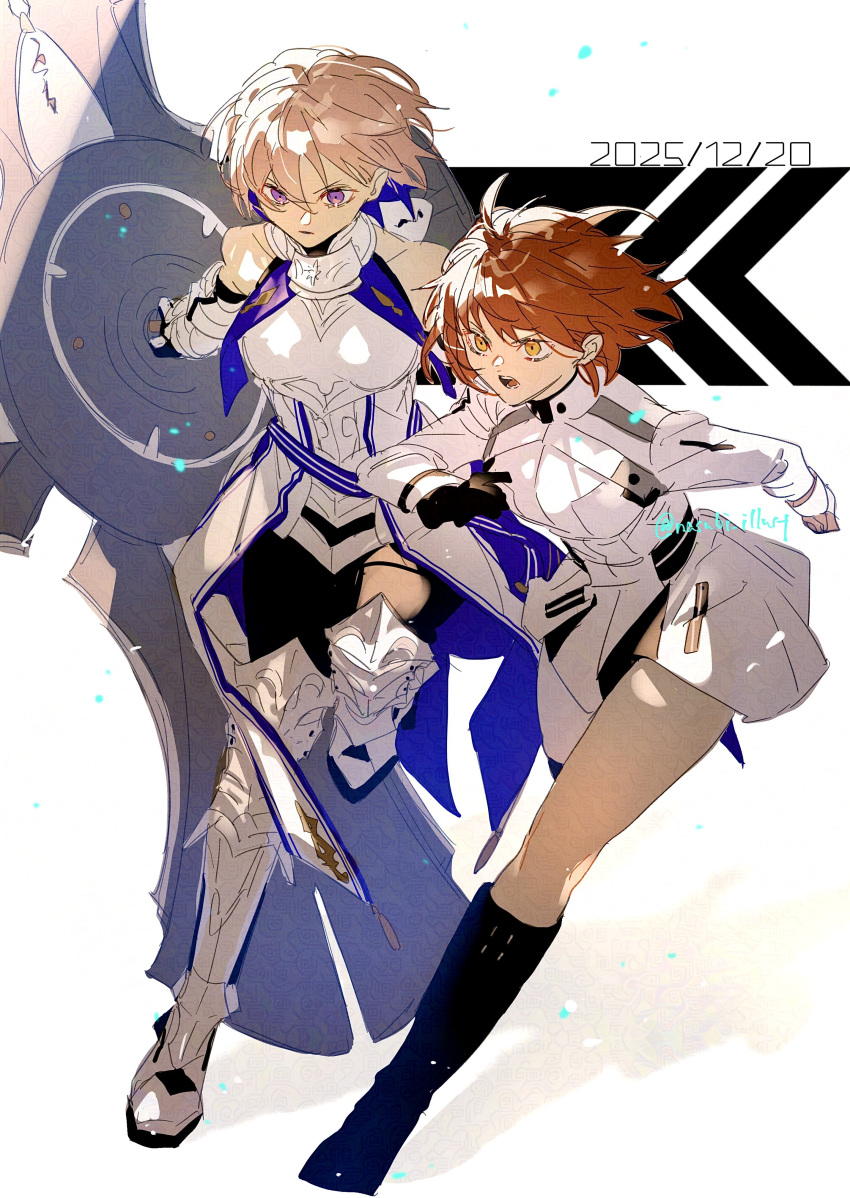 Safebooru - 2girls absurdres ahoge armor armored leotard black boots ...