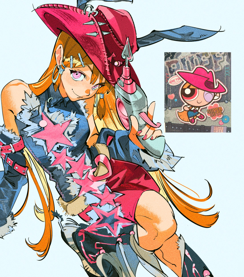 Safebooru - 1girl atie1225 black boots black shirt blossom (ppg) boots ...