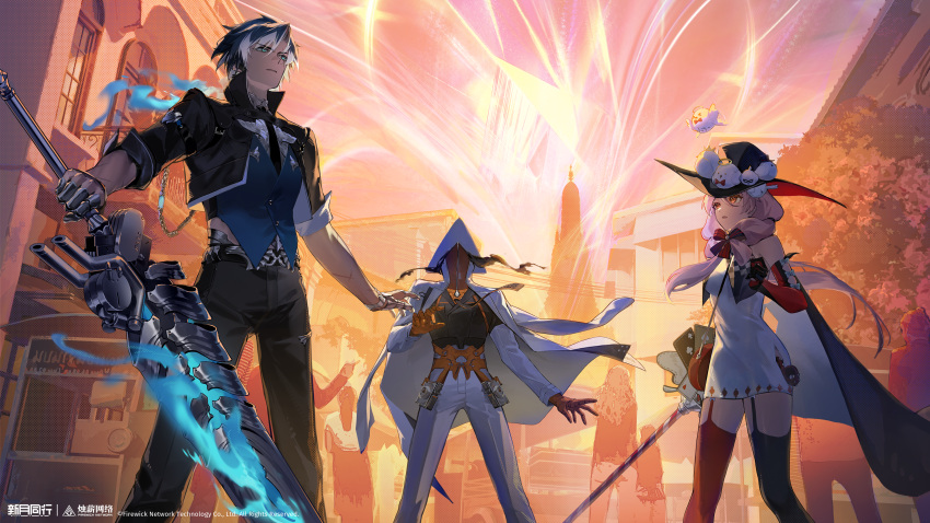 Safebooru - 1boy 1girl 1other :o absurdres animal on head bag bare ...