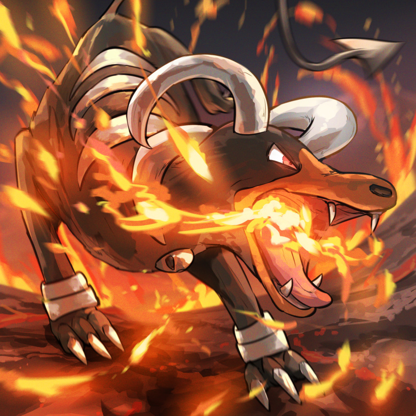 Safebooru - absurdres black fur breath weapon breathing fire claws ...