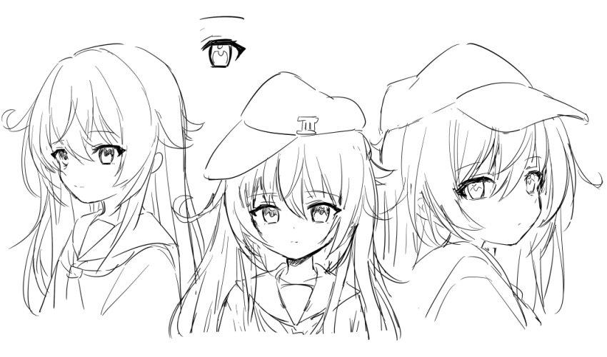 Safebooru - 1girl commentary request cropped torso flat cap greyscale ...