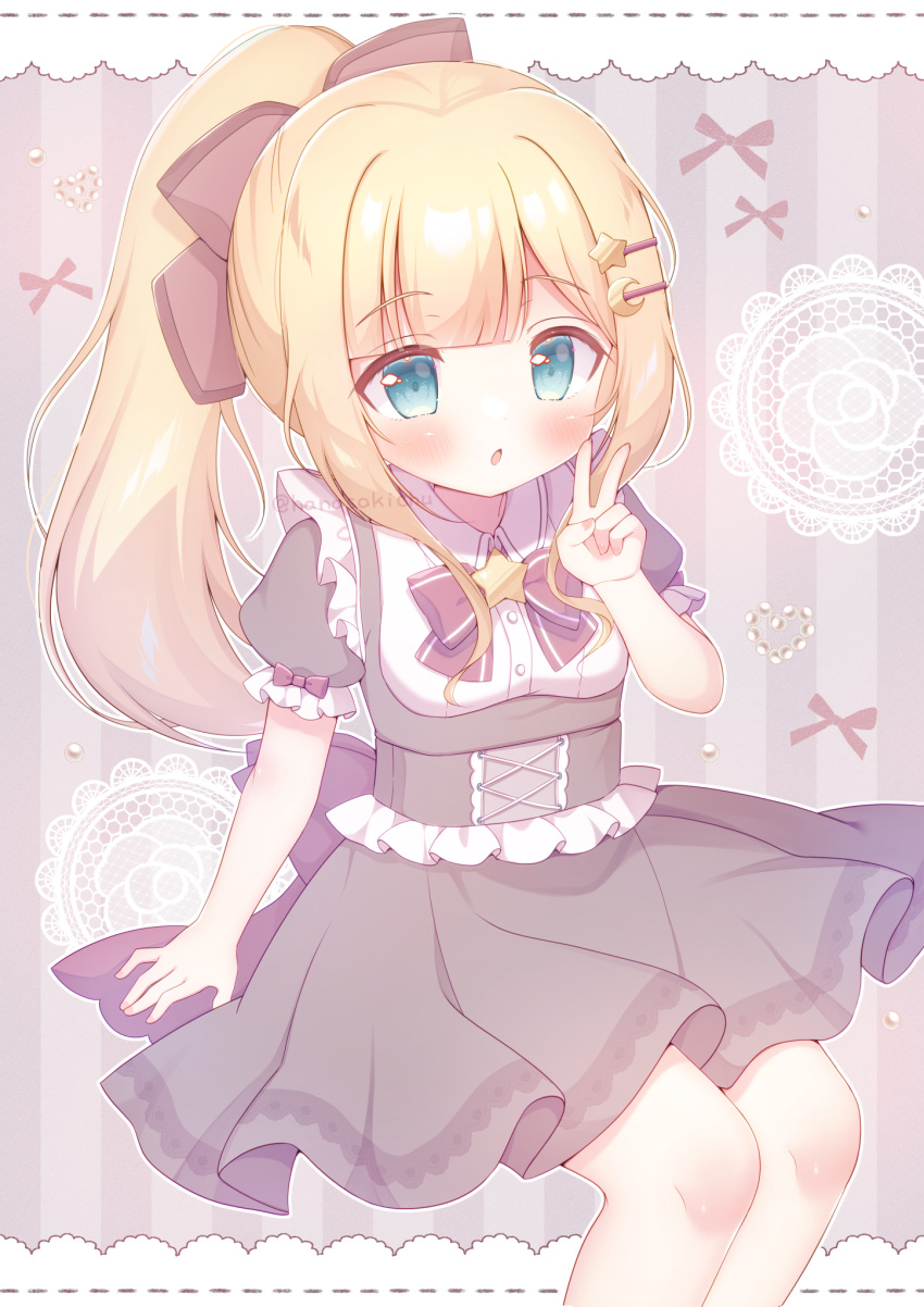Safebooru - 1girl :o blonde hair blue eyes blunt bangs blush bow bowtie ...