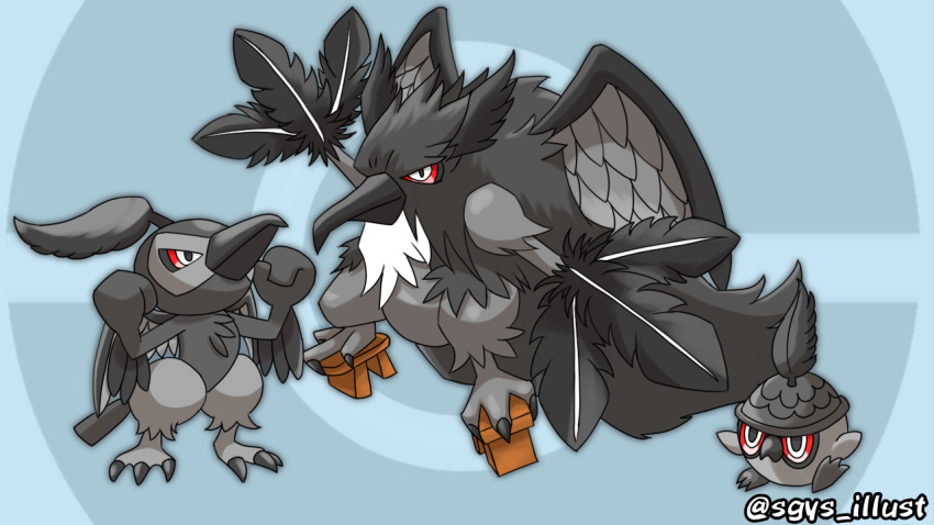 Safebooru - 3others artist name beak black feathers clenched hands ...