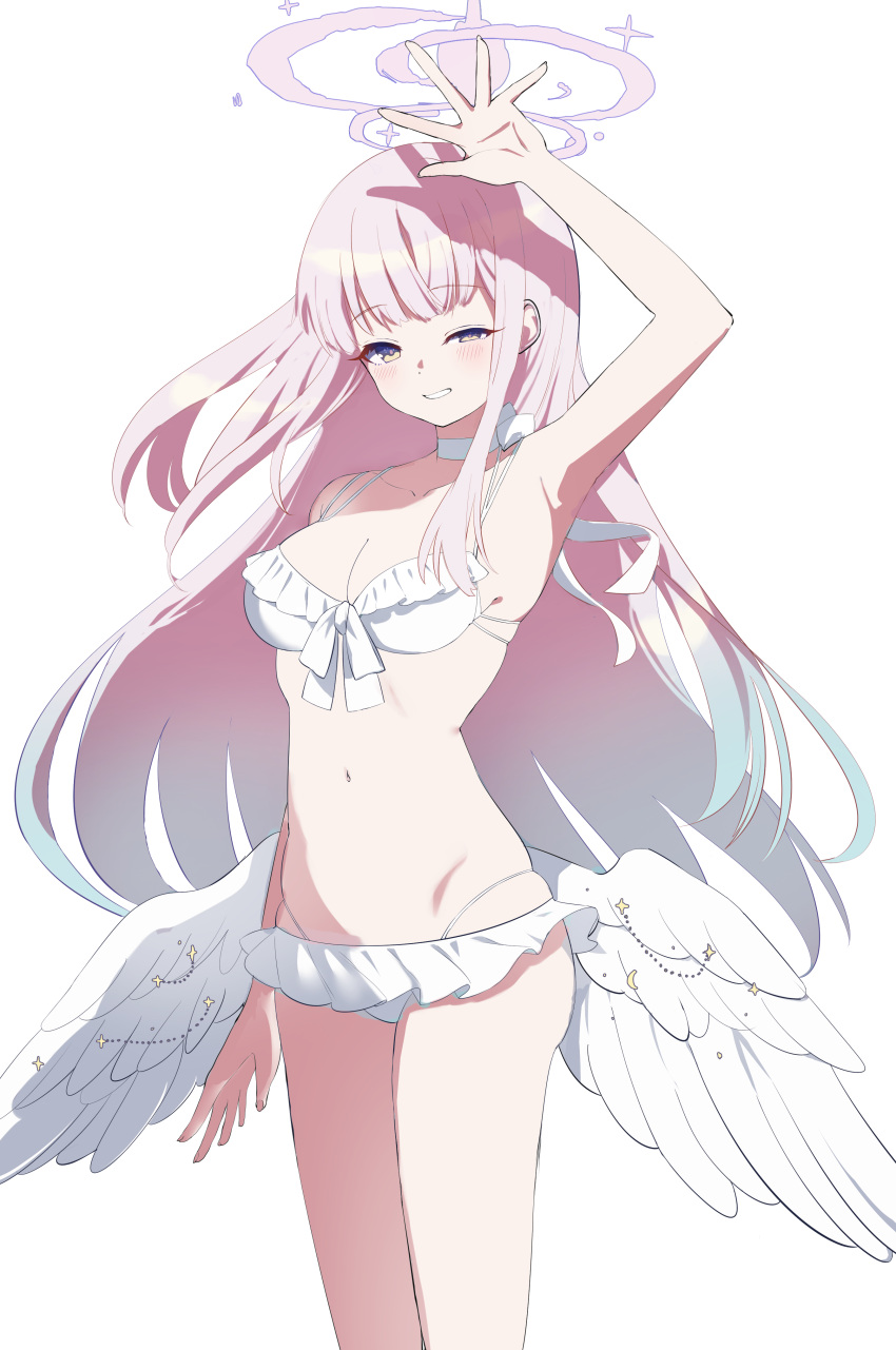 Safebooru - 1girl absurdres angel wings bikini blue archive blue hair blush breasts choker ...
